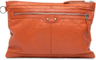 Balenciaga Clutches - Lambskin Motocross Classic Clip L Clutch - Gr. unisize - in Orange - f&uuml;r Damen