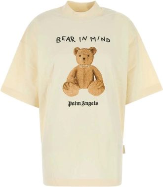 Palm Angels Femme, Tops, Beige, Taille: 38 FR T-shirt oversize en coton ivoire