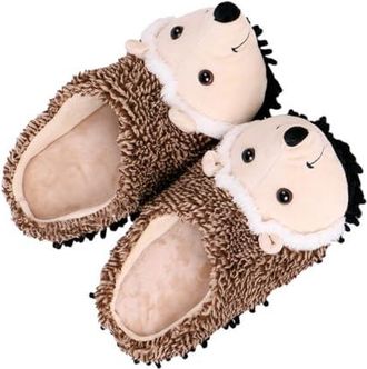 Yarnow Pantoufles Int&eacute;rieur Peluche Moelleuse &agrave; Semelle Antid&eacute;rapante Chaudes pour Hiver Mod&egrave;le H&eacute;risson Cartoon pour Femme Couleur Marron