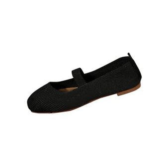 Generic Chaussures Mary Jane respirantes en tricot pour femme - Couleur unie - Classiques, l&eacute;g&egrave;res et confortables - Pour le travail en plein air, Noir, 38.5 