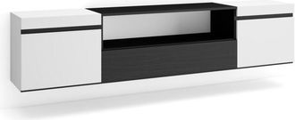 Skraut Home Skraut Home - TV-Schrank, Lowboard, f&uuml;r Wohnzimmer und Esszimmer, 200x45x35cm, F&uuml;r TV-Ger&auml;te bis zu 80, H&auml;ngend, Moderner Stil, Wei&szlig; und Schwarz