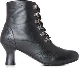 Joe Browns Femme Bottines à Talons à Lacets en Cuir avec détails Brogue, Noir, 40.5 EU Large