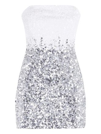 Retrofête robe courte Katalina à sequins - Blanc