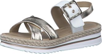 Marco Tozzi Damen Sandalen mit Keilabsatz aus Leder Sommer, Weiß (White Comb), 39 EU