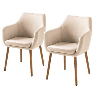 M&oslash;rteens home24 Armlehnenstuhl XXL 62 x 84 x 62cm Webstoff Stefka: Beige Beige/Beige 2er Set