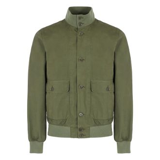 Aspesi Homme, Vestes, Vert, Taille: XL Bomber en coton avec bordures c&ocirc;tel&eacute;es