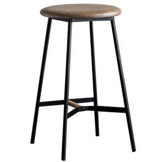 Generic Industrielle Schwarze Barhocker Mit R&uuml;ckenlehne - 2er-Set, 65 cm Sitzh&ouml;he, Eisengestell, 300 Pfund Tragkraft(Brown-1ps,75cm/29.6in)