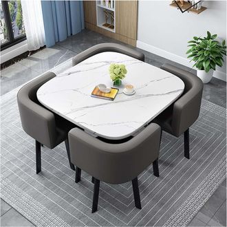 Generic Eingebauter Tisch und Stuhl. Kleiner, quadratischer runder Konferenztisch mit 4 St&uuml;hlen, for den Einsatz in Gesch&auml;ften, Besprechungen und kleinen Vera