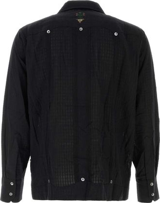 Baziszt Mens Black Cotton Byrsa Shirt Exterior: Camicie
