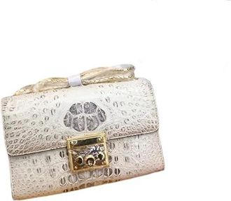 Generic Sac cabas pour femme en cuir de crocodile exotique authentique, petit sac à main pour femme en cuir dalligator véritable, sac à rabat avec bandoulière