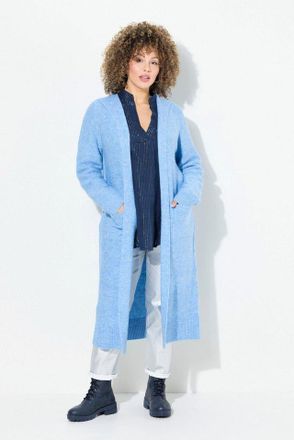 Ulla Popken Strickjacke Long-Strickjacke Kapuze offene Jacke Linksstrick