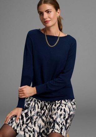 Laura Scott Strickpullover leichter Übergangspullover mit Uboot Ausschnitt