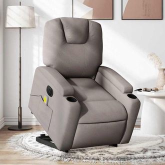 vidaXL Elektrischer Massagesessel mit Aufstehhilfe Taupe Stoff - Vidaxl