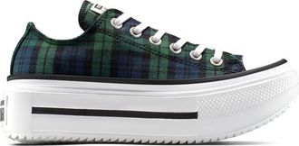 Converse Chuck Taylor All Star Lift Ox Double Stack - Baskets à semelle plateforme - Vert à carreaux écossais