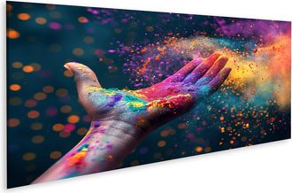 Islandburner Prime Bild auf Leinwand Bunte Farben explodieren aus einer Hand in kreativer Darstellung Bilder Wandbilder Poster
