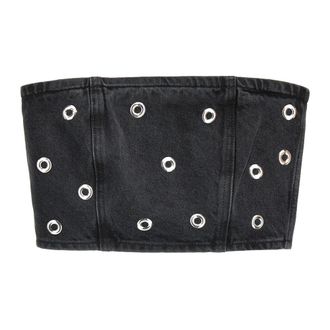 Rotate Studded Denim Top - - Tops - Damen - Schwarzk - M