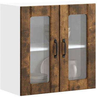 vidaXL Armoire murale de cuisine avec porte vitr&eacute;e Lucca Ch&ecirc;ne fum&eacute; Bois ding&eacute;nierie Vidaxl