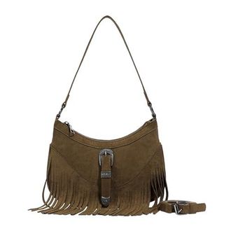 Generic Sac &agrave; bandouli&egrave;re vintage pour femme Automne Hiver - Sac &agrave; main en cuir avec pompon pour une utilisation d&eacute;contract&eacute;e, caf&eacute;, Taille unique
