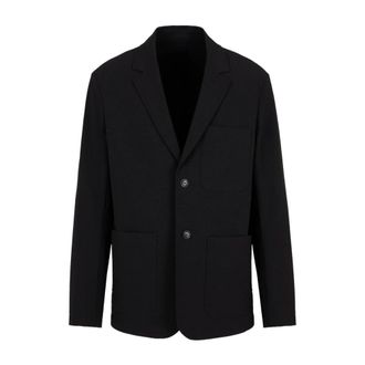 Emporio Armani Schwarzes Seersucker-Sakko - - Suits - Herren - Schwarzk - XL