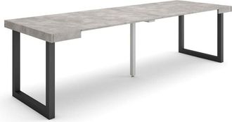 Skraut Home Table console extensible, Console meuble, 260, Pour 12 personnes, Pieds bois massif, Style moderne, Chêne et noir - Skraut Home