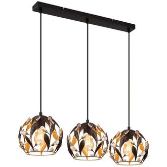 Globo Lighting Pendelleuchte Esszimmerlampe Deckenlampe H&auml;ngeleuchte 3-Flammig Gold Kristalle
