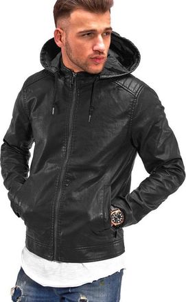 SOULSTAR Lederimitatjacke LINOS mit praktischer Kapuze