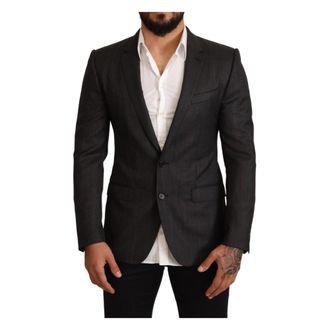 Dolce & Gabbana Eleganter Martini-Blazer in Grauem Karo - - Jackets - Herren - Grau - M