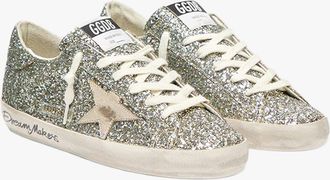 Golden Goose Baskets Super Star &agrave; paillettes en cuir