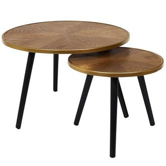 The Home Deco Factory HD7412 Table Gigogne Felix x2 - Mobilier Moderne - Table dAppoint en Pin - Dimensions Petit L40xP40xH33 cm - Grand L60xP60xH40 cm - Couleur Marron