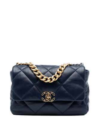 Chanel 2021 Large Lambskin 19 Flap satchel - Blau