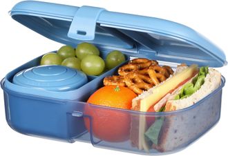 Sistema Ribbon Bento Box Brotdose mit flexiblem Einsatz und Joghurt-/Fruchtbehälter | Mit recyceltem, ozeangebundenem Kunststoff | 1,1 L Lunchbox im Bento Sty