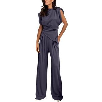 Generic Ensemble de v&ecirc;tements de d&eacute;tente pour femme - Manches courtes - Col d&eacute;t&eacute; - Imprim&eacute; ample - Pour personnes &acirc;g&eacute;es et &acirc;g&eacute;es - Coton et lin - Deux surv&ecirc;te