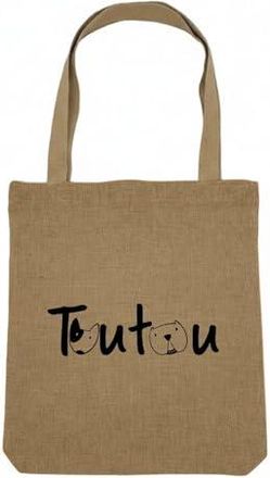 Fabulous Sac Shopping Tote Bag Aspect Lin - Toutou Chiens - Sac de Courses Toile Epaisse 360g Beige Naturel Cabas Port&eacute; Epaule Solide Imprim&eacute; en France