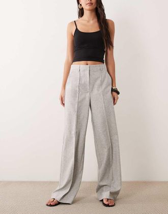 Vero Moda Pantalon habill&eacute; pliss&eacute; &agrave; taille haute - Gris clair chin&eacute;