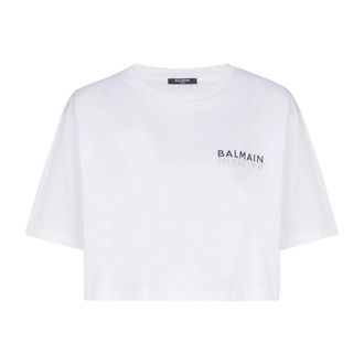 Balmain Femme, Tops, Blanc, Taille: 42 FR T-hirt court imprim&eacute;
