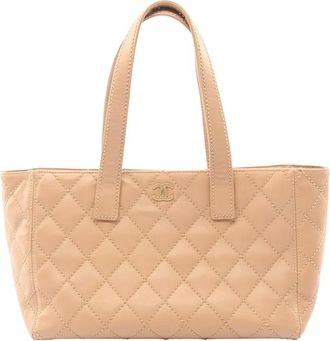 Chanel 2004-2005 CC Quilted Lambskin Wild Stitch tote bag - Braun