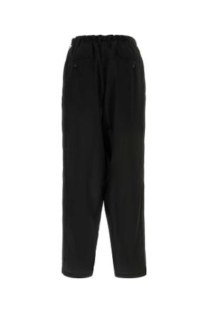Yohji Yamamoto Mens Black Crepe Pant Exterior: Silk Pantaloni Trousers