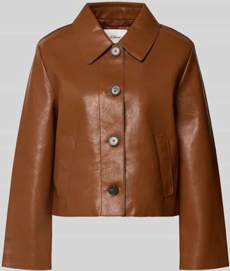 s.Oliver Red Label Regular Fit Kunstlederjacke mit Umlegekragen