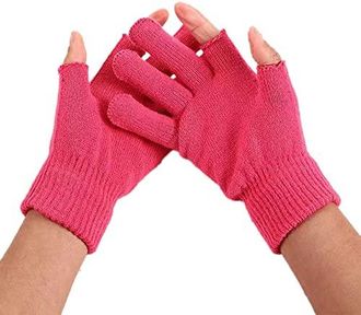 Generic Gants chauds tricot&eacute;s en acrylique pour lautomne et lhiver - Unisexe - Gants cr&eacute;atifs en plein air - Pour femme - Rose vif - Taille unique