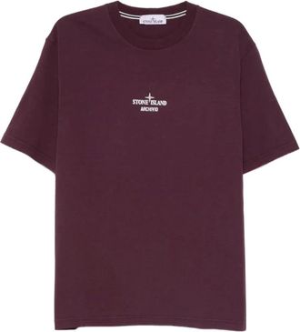 Stone Island Homme, Tops, Violet, Taille: 2XL T-shirt en coton violet à col rond