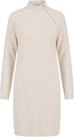 Ulla Popken Midikleid Strickkleid Ripp-Eins&auml;tze Troyerkragen Langarm
