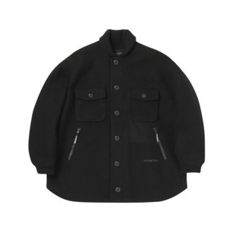 And Wander Homme, Vestes, Noir, Taille: L Wool Shaggy Jacket Long