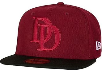 New Era Daredevil Black Brim 59Fifty Chapeau ajusté, Rouge, 56 EU