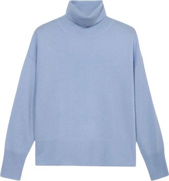 Oltre Femme, Pulls, Bleu, Taille: 38/40 FR Col roul&eacute; en cachemire pur