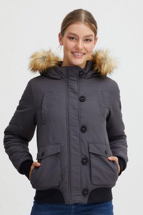 Oxmo Winterjacke OXAcila Wattierte Winterjacke mit Kapuze und abnehmbarem Kunstfellkragen