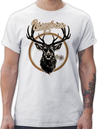 Shirtracer T-Shirt Herren - Kompatibel mit Oktoberfest - Lausbua Hirsch Hirschgeweih Lausbub - XL - Wei&szlig; - Tshirt bayrische Trachtenmode t Shirt Octoberfest Tshi