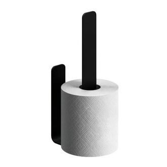 Relaxdays Ersatzrollenhalter, selbstklebend, 2 Ersatzrollen, HBT: 22 x 3 x 6,5 cm, Klopapierhalter ohne Bohren, schwarz