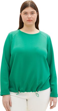 Tom Tailor Damen 1035932 Plussize Pullover mit Gummizug, 31032 - Vivid Leaf Green, 46 Gro&szlig;e Gr&ouml;&szlig;en