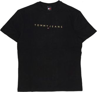 Tommy Hilfiger Gold Linear Logo Tee - - Tops - Herren - Schwarzk - M