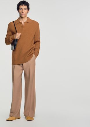 Sandro Poloshirt aus Woll-Rippstrick